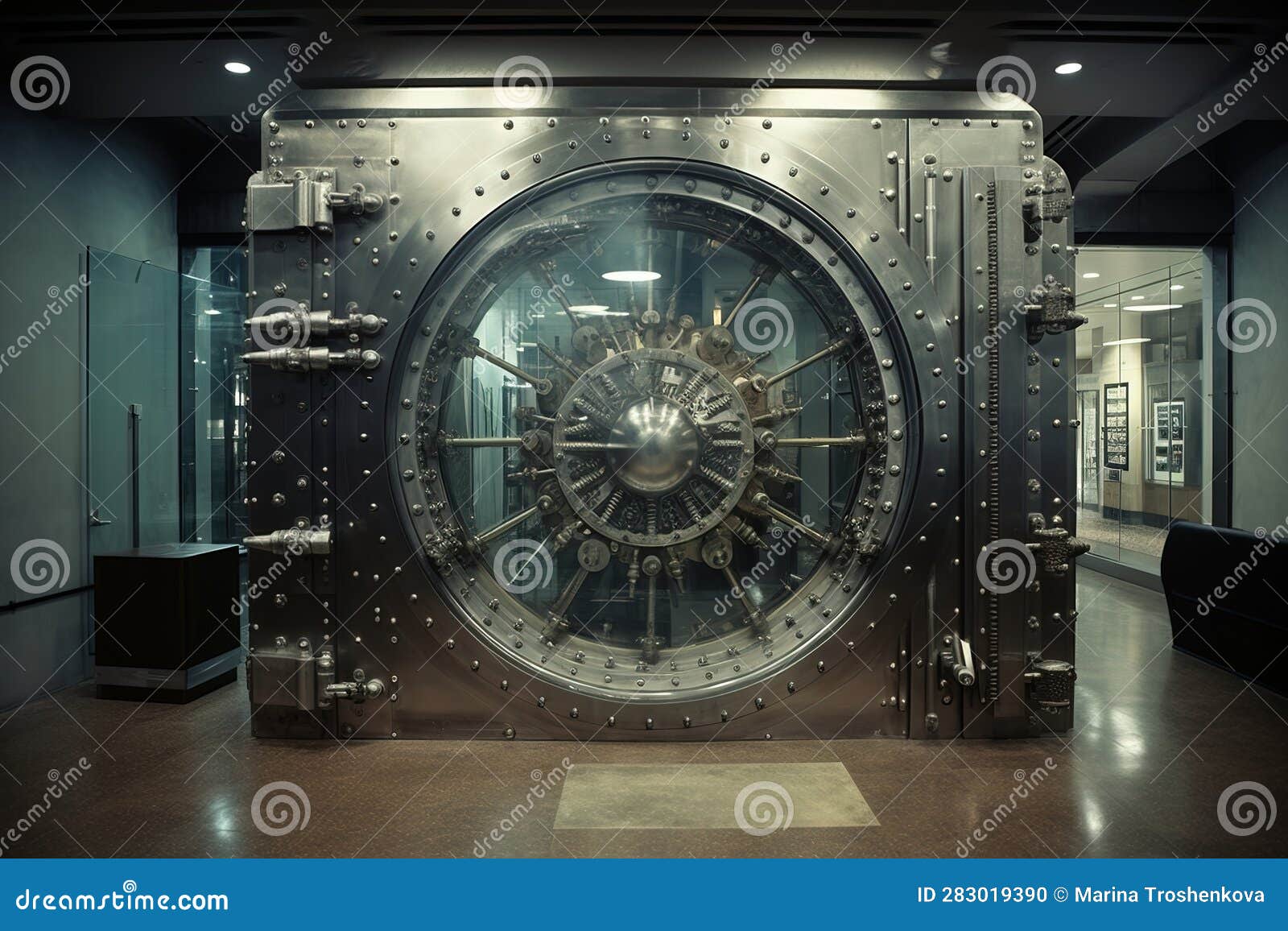 Closed bank vault door stock illustration. Illustration of solid ...
