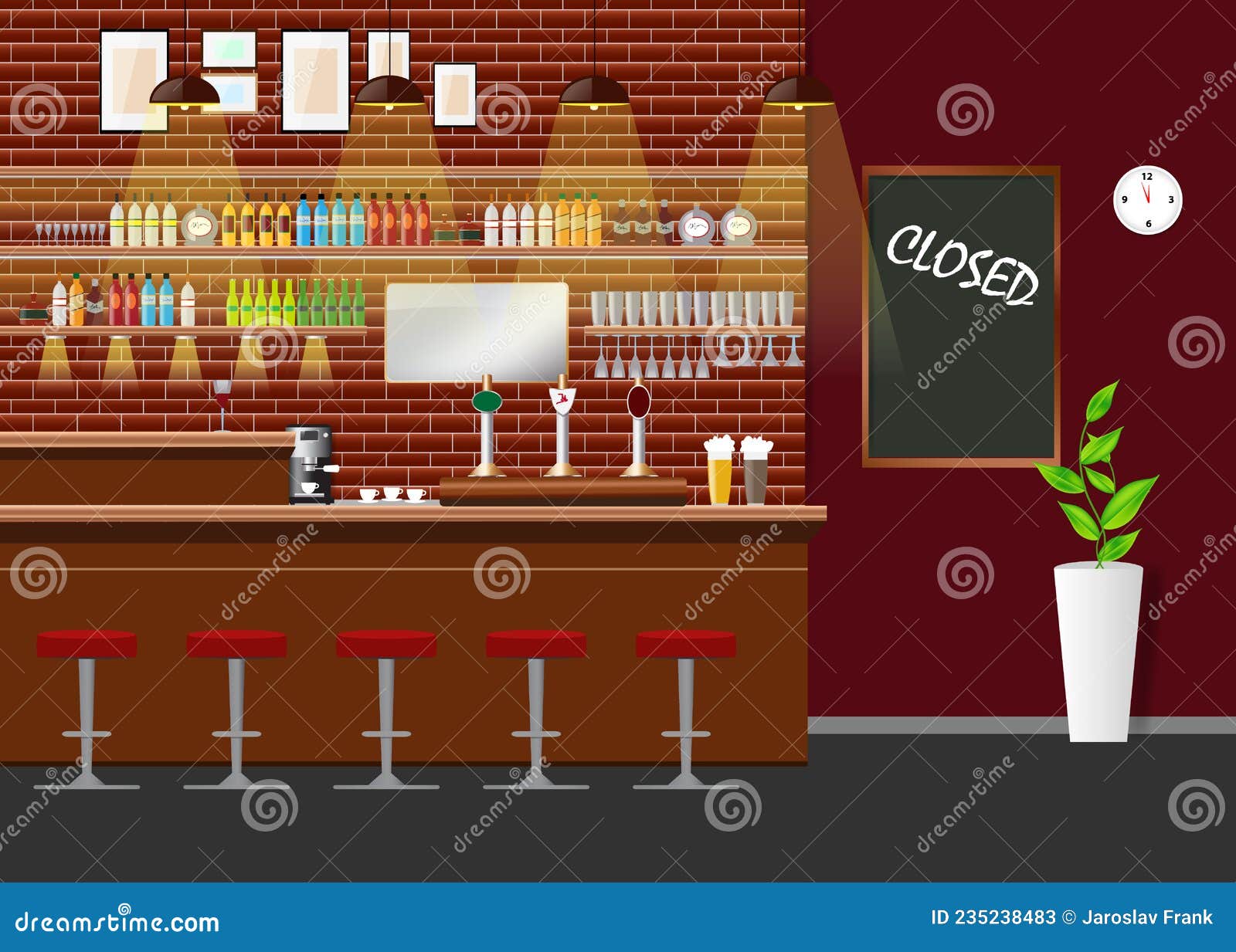 Closed Bar, Restaurant Concept Vector Stock Vector - Illustration of ...