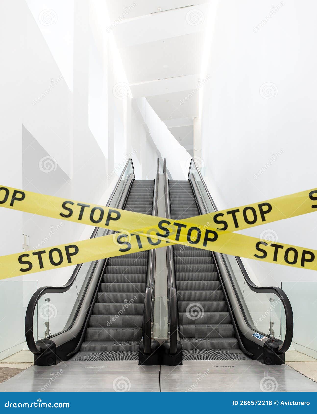 Closed Barrier Tape on Mechanic Stairs Stock Photo - Image of tape ...