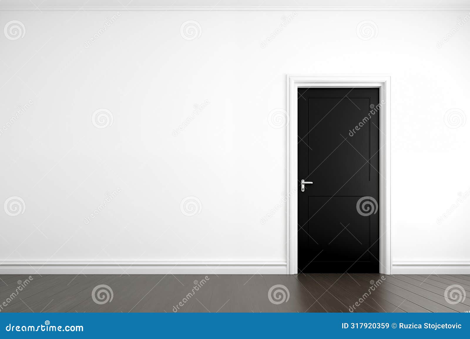 Closed Black Door in Empty Room with White Wall Ai Photo Stock ...
