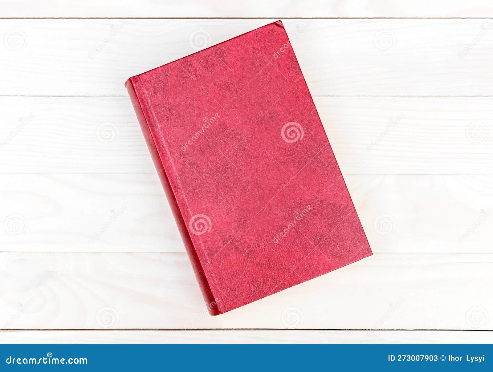 Closed Blank Red Book on Wooden Table. Top View Stock Image - Image of ...