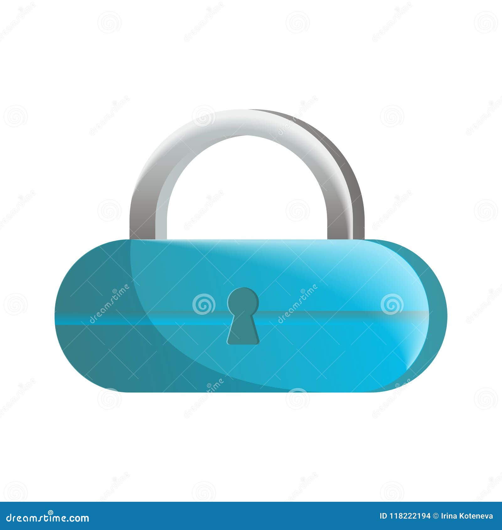 Closed Blue Lock Icon in Flat Design Stock Illustration - Illustration ...