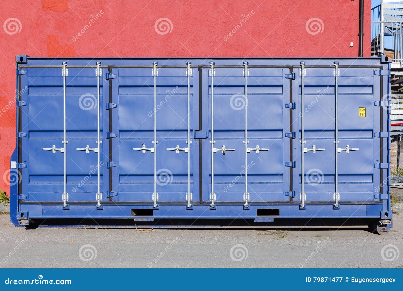 Closed Blue Standard Cargo Container Stock Image - Image of flat, load ...