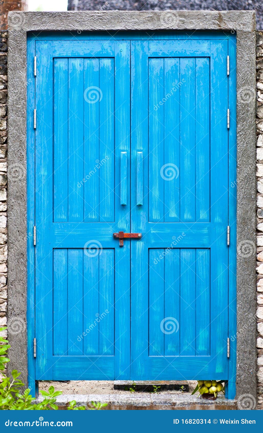 Closed Blue Wooden Door Feature Stock Photo - Image of frame, blue ...