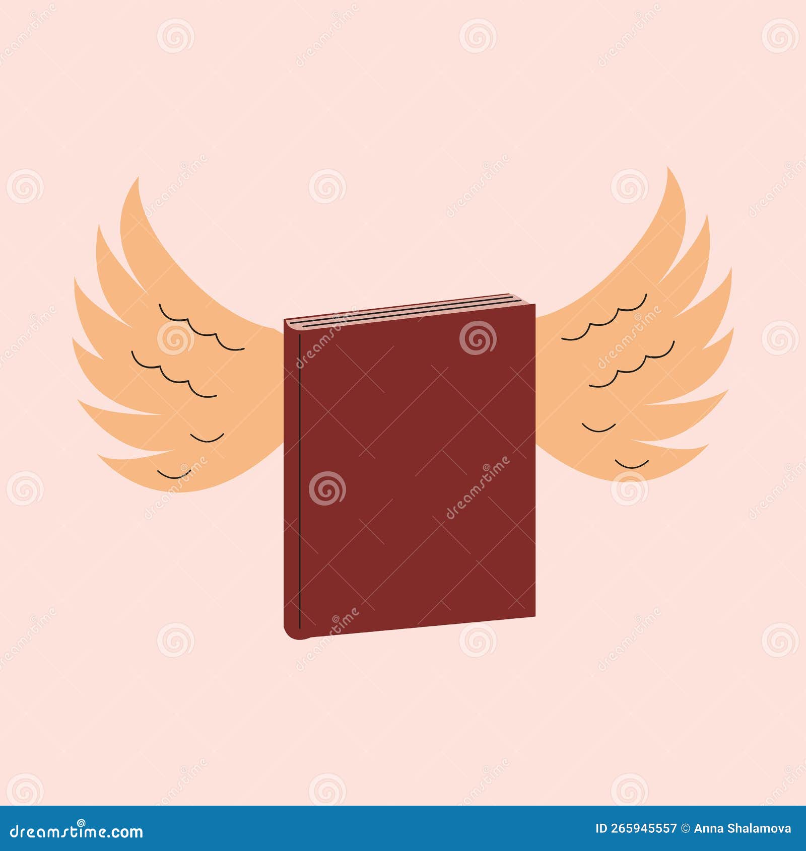 Closed Book with Wings. Hand Drawn Educational Vector Illustration ...