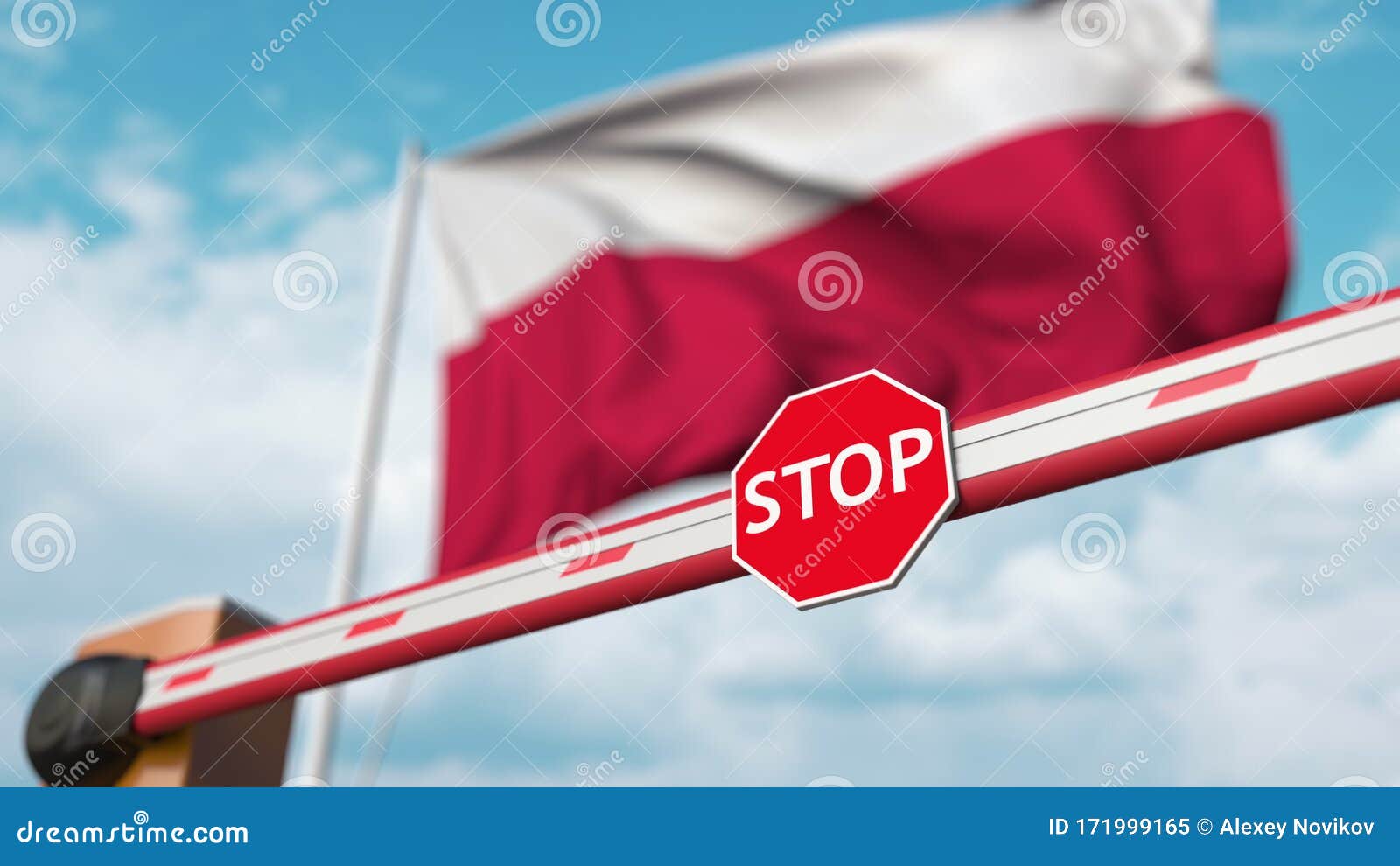Closed Boom Gate With STOP CORONAVIRUS Sign On The Sudanian Flag ...