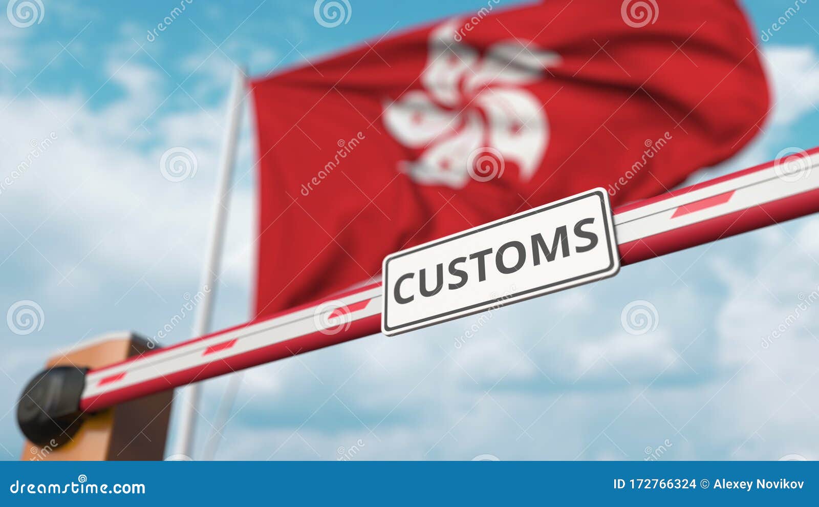 Closed Boom Gate With STOP CORONAVIRUS Sign On The Sudanian Flag ...