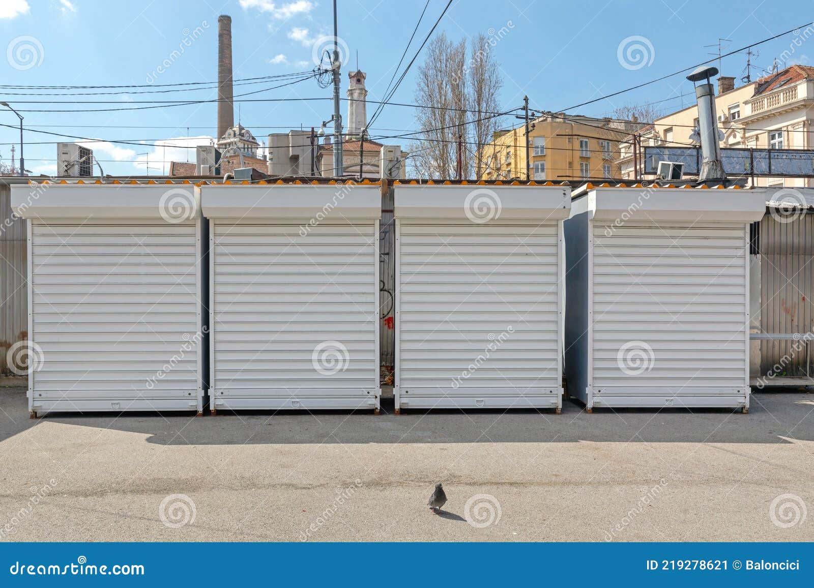 Closed Booth Shops stock image. Image of shop, city - 219278621