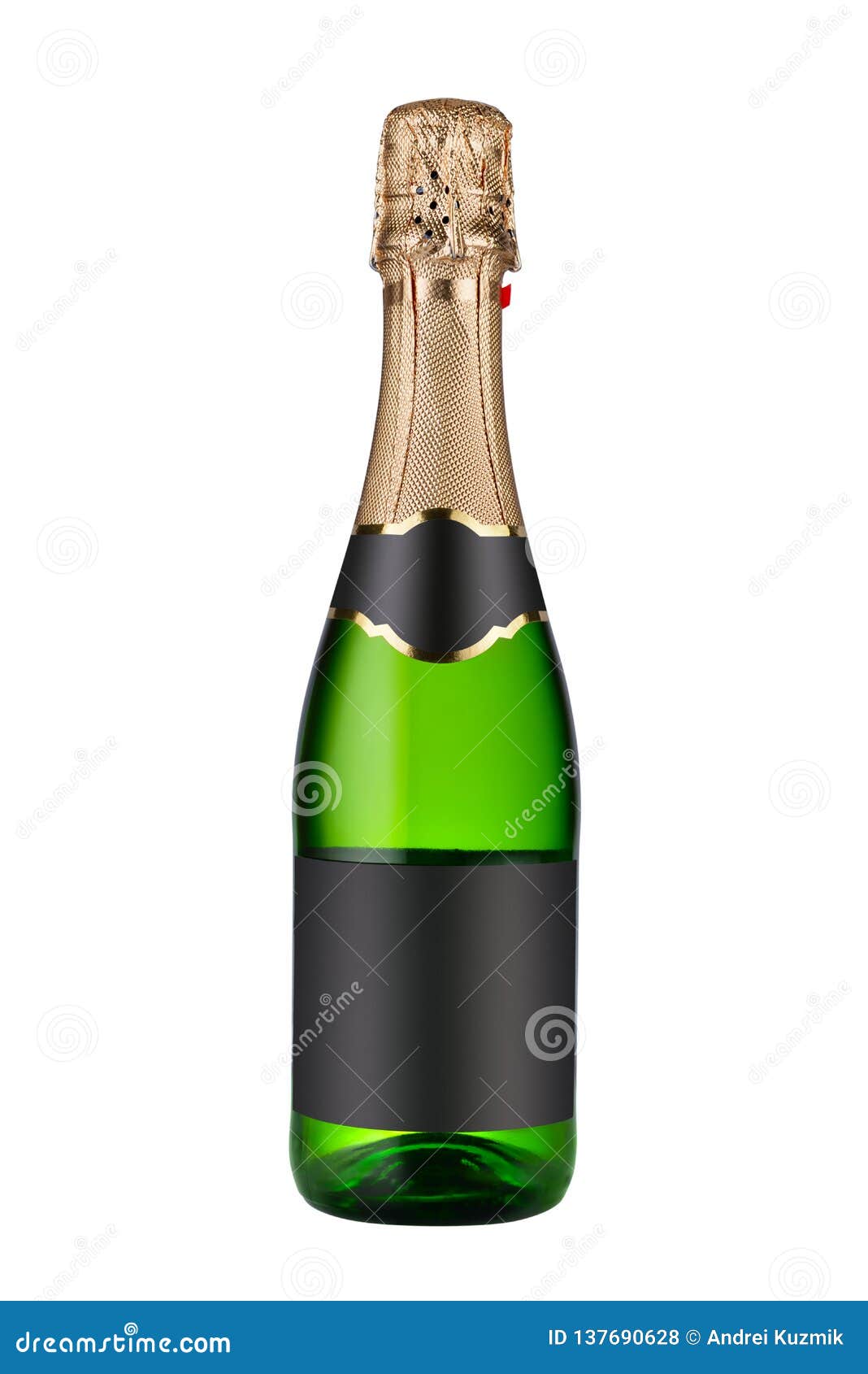 Bottle Of Champagne With Gold Glitter, Confetti And Space For Text On ...