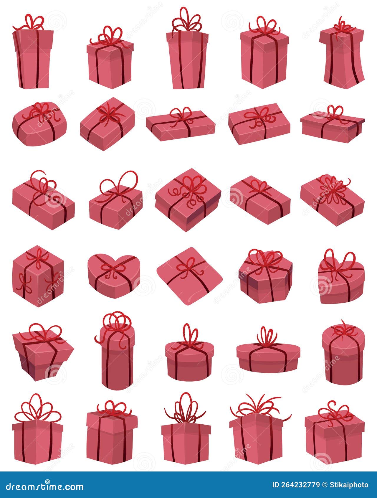 Pack of Hand Drawn Vector Illustrations of Simple Closed Wrapped Gift ...