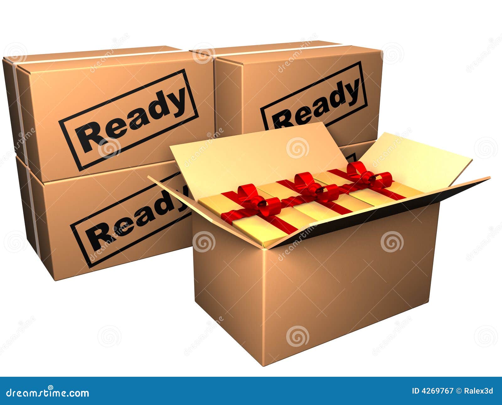 Closed Boxes Und Opened Box with Gifts Stock Illustration ...