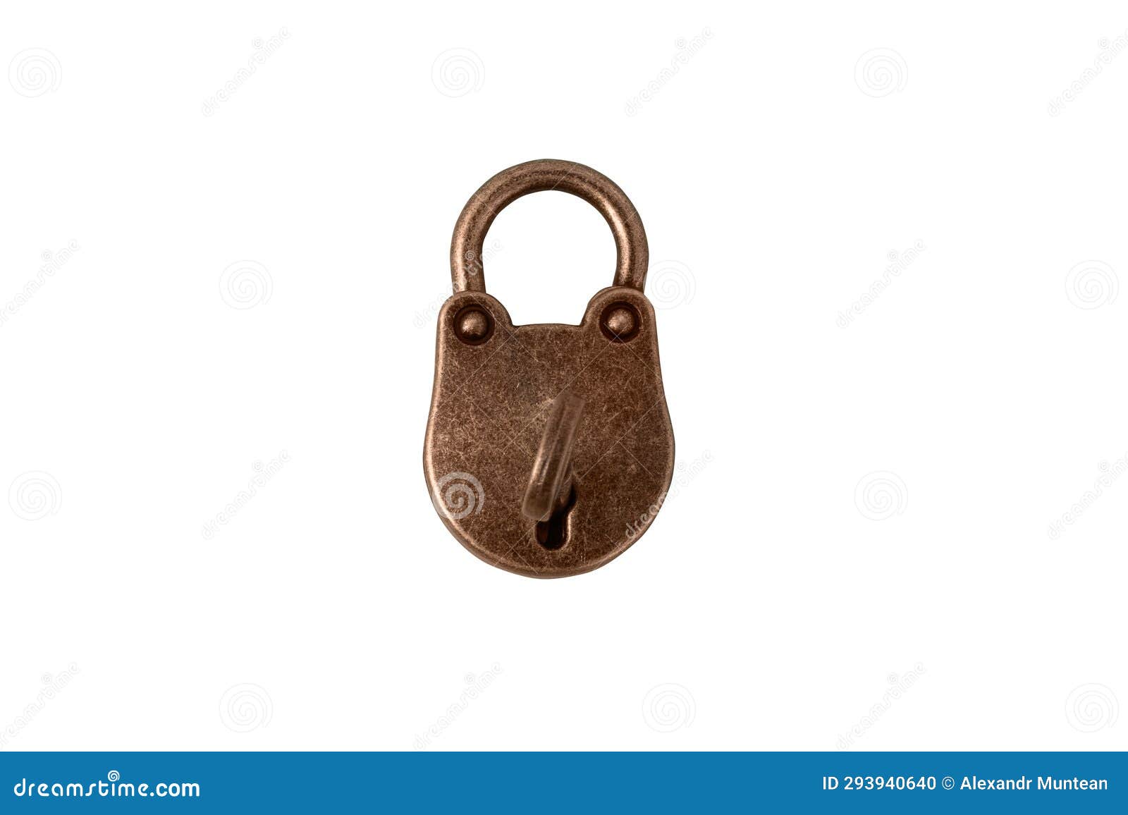 Closed Bronze Lock with Key Isolated Stock Photo - Image of azure ...