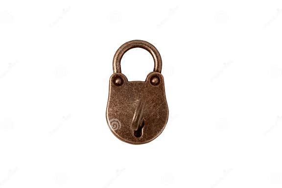 Closed Bronze Lock with Key Isolated Stock Photo - Image of azure ...