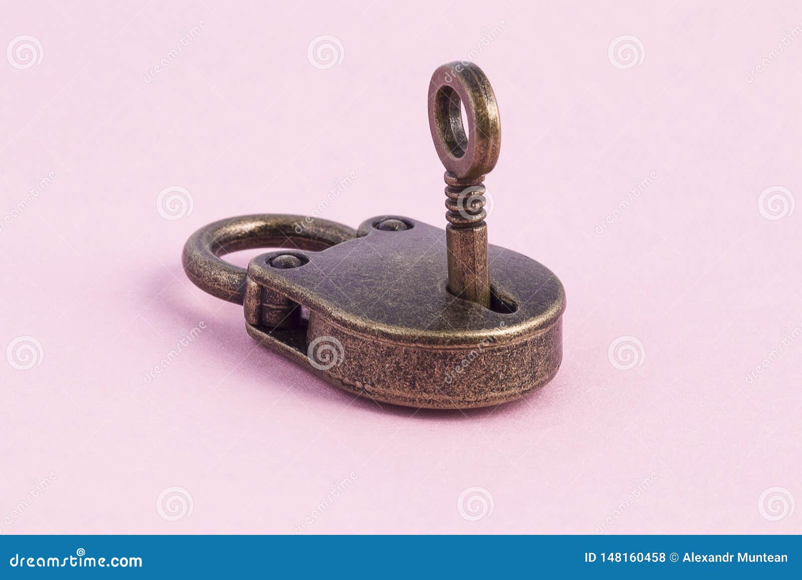 Closed bronze lock stock photo. Image of metallic, pink - 148160458