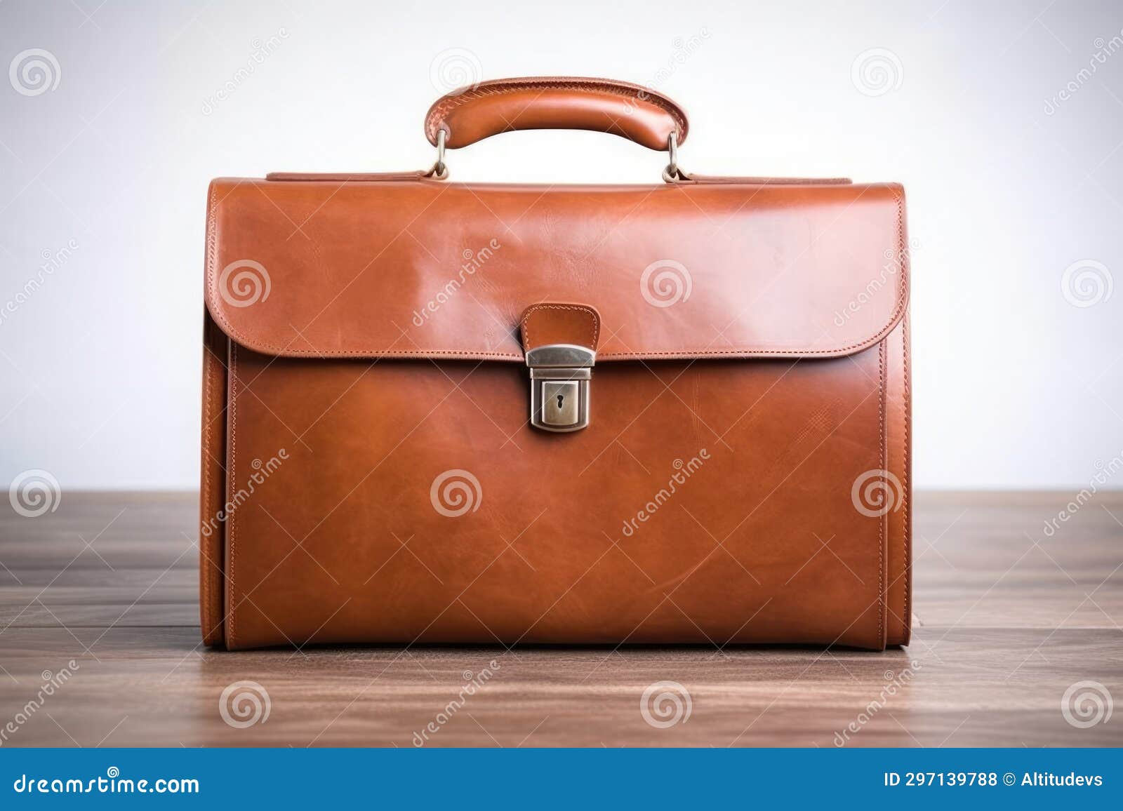 A Closed Brown Briefcase on a Table Stock Photo - Image of wooden, work ...