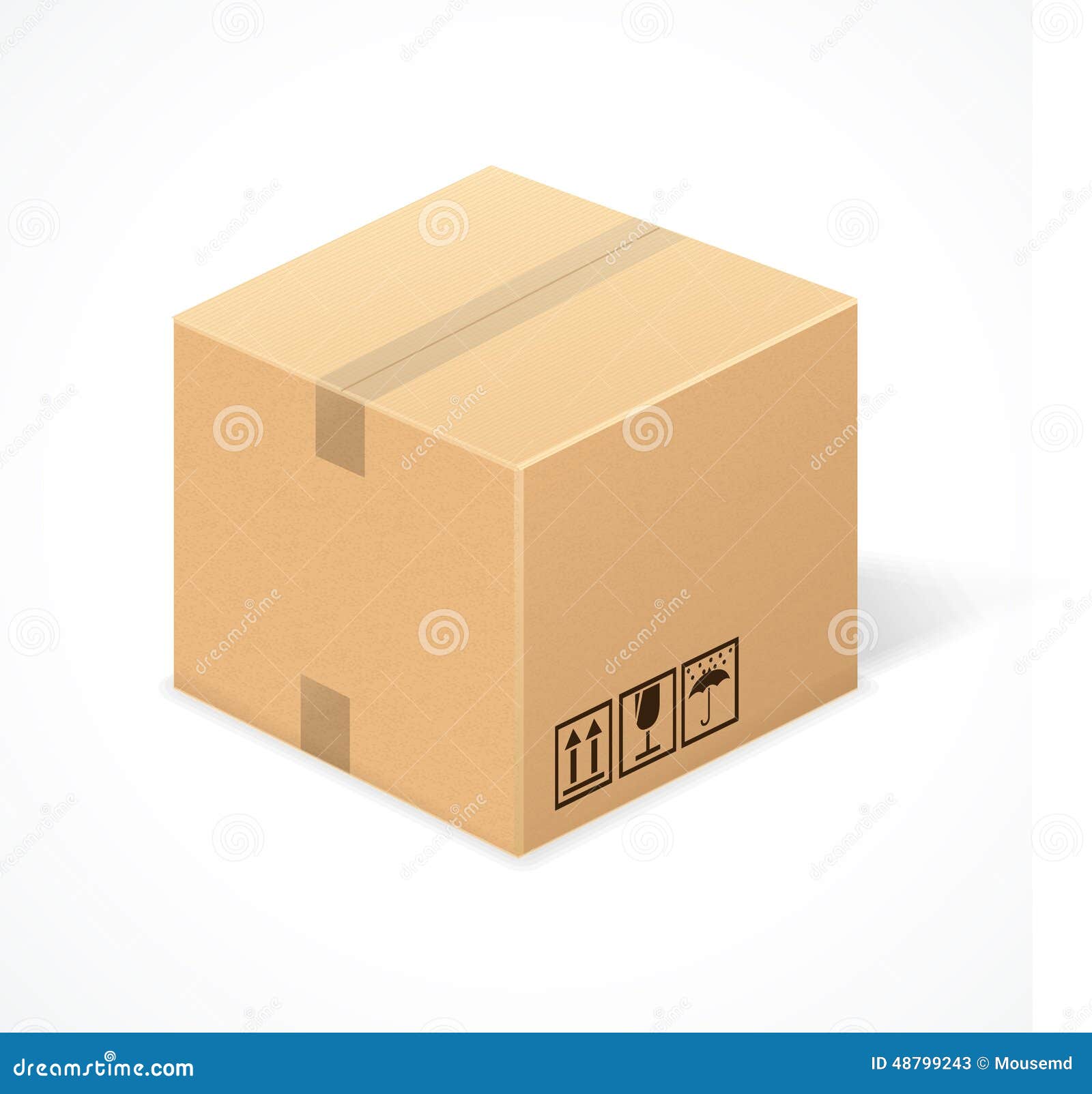 Closed Cardboard Box With Packaging Symbols And Arrow Down. Download ...