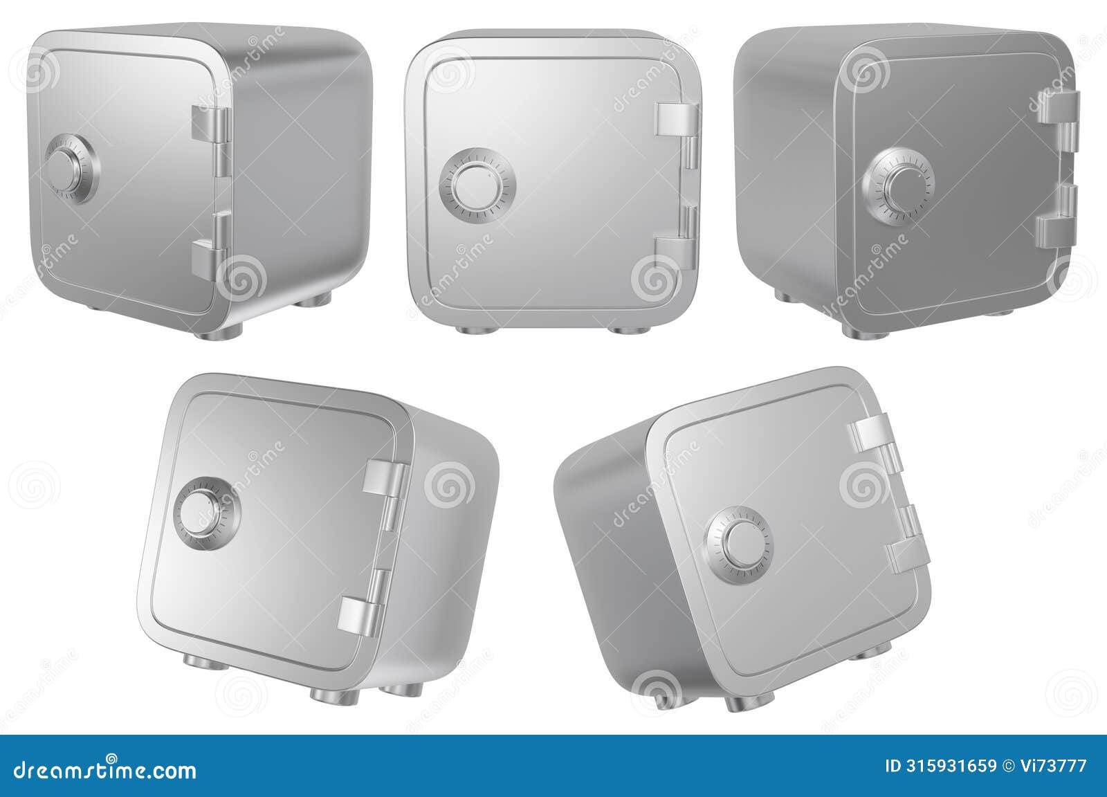 Closed Cartoon Safe Set. Isolated Metal Safes in Different Angles. 3D ...