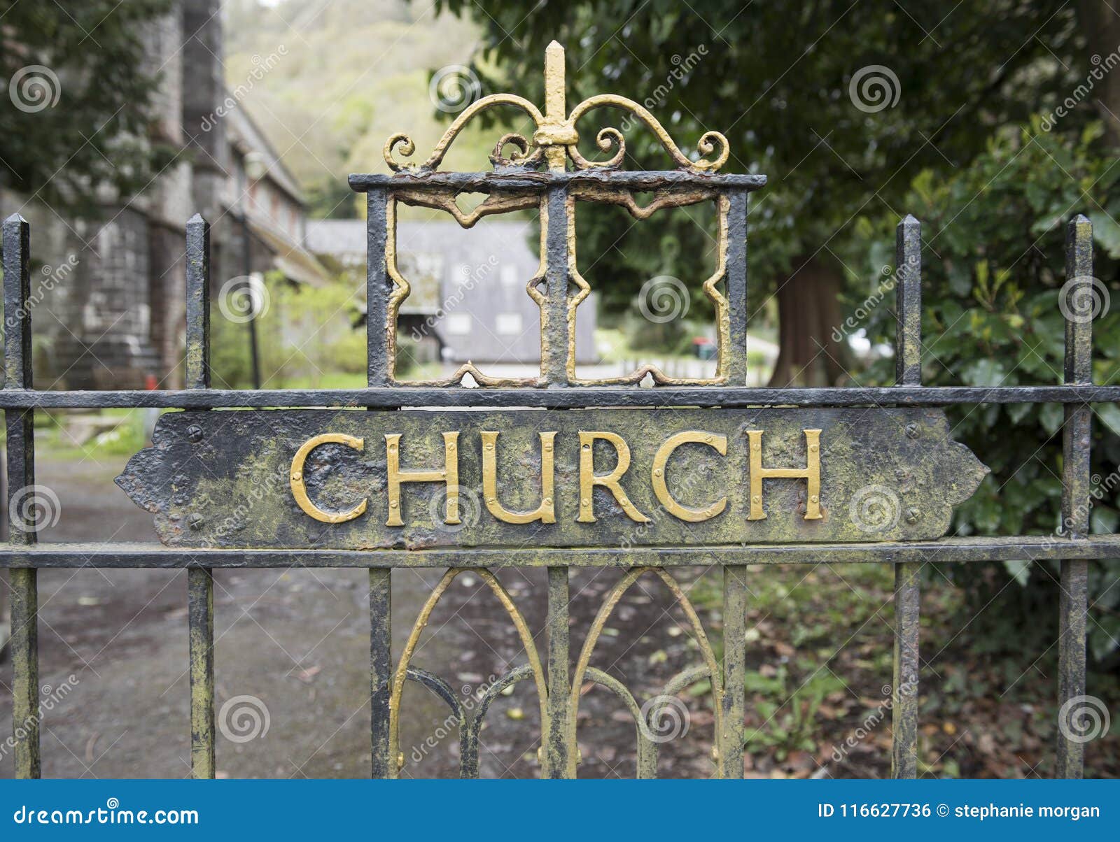 Closed Church Gate in Front Stock Photo - Image of perspective, doorway ...