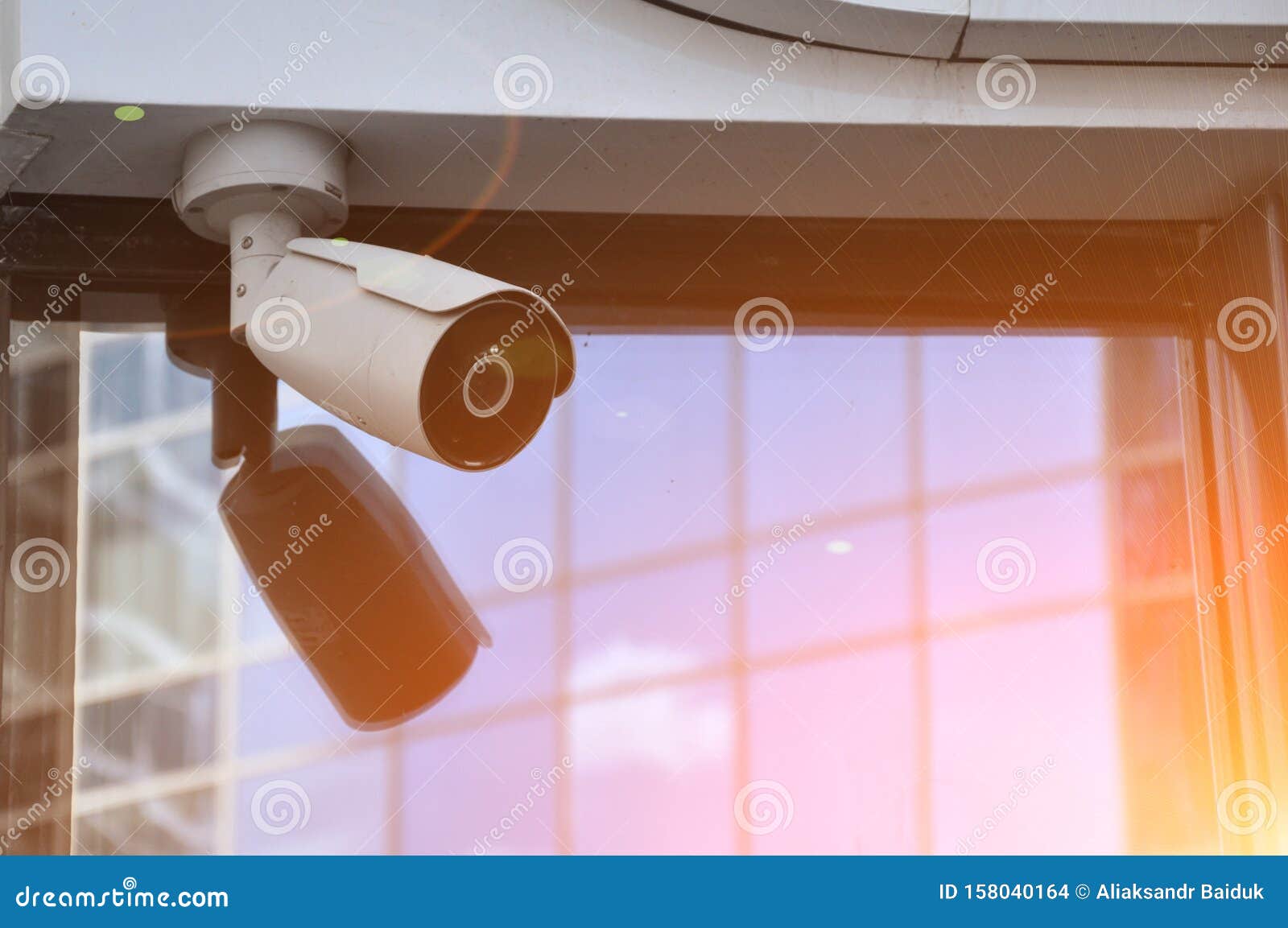 Closed Circuit Camera Multi-angle CCTV System Against the Blue Sky ...