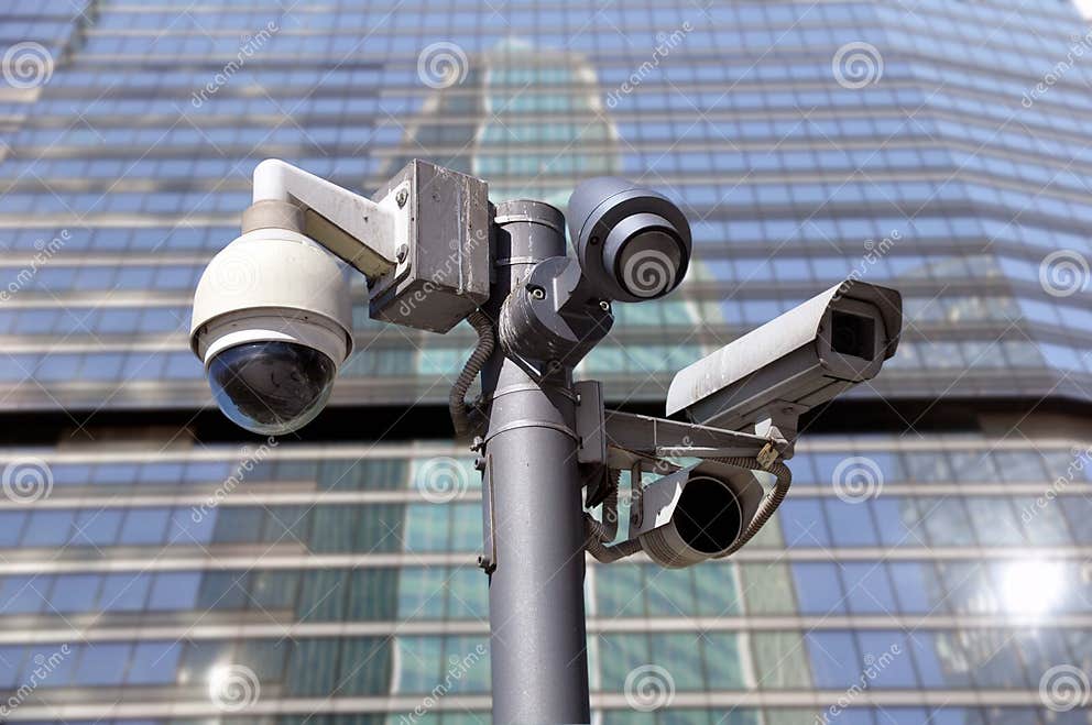 Closed Circuit Camera Multi-angle CCTV System on the Background of a ...