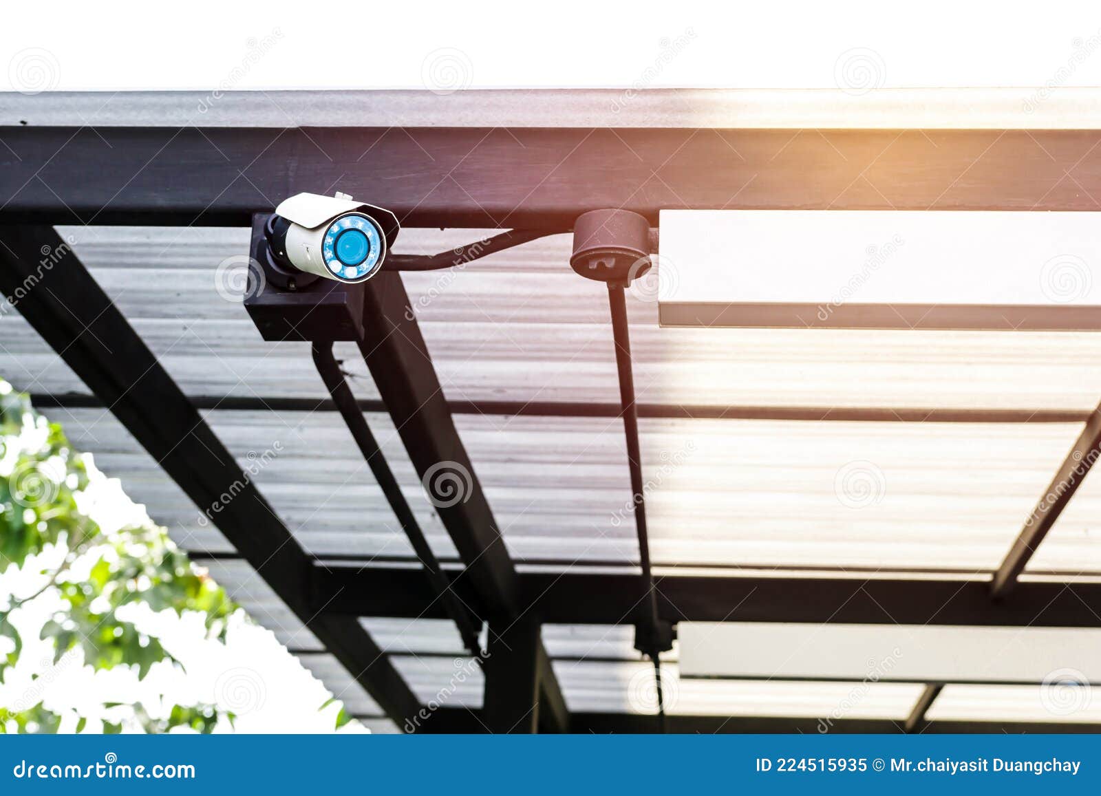 Closed Circuit Camera on the Roof of Home Security Concept Stock Image ...