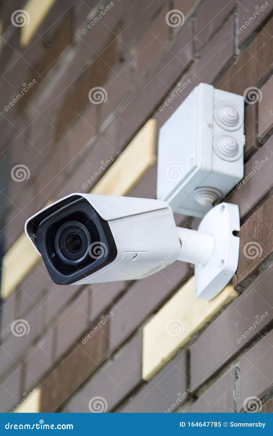 Closed-circuit Television Camera Mounted on Brick Wall. CCTV Security ...