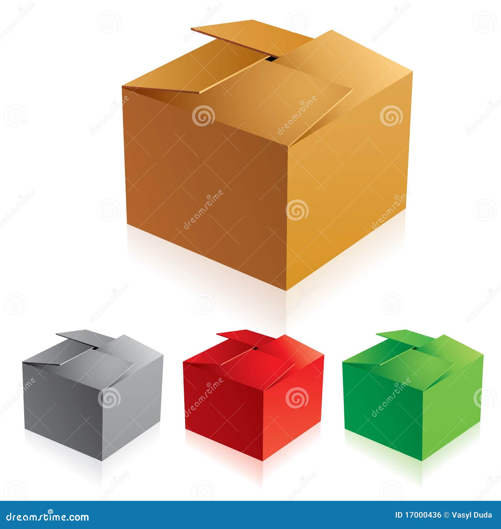 Closed Color Cardboard Boxes Stock Vector - Illustration of post, close ...