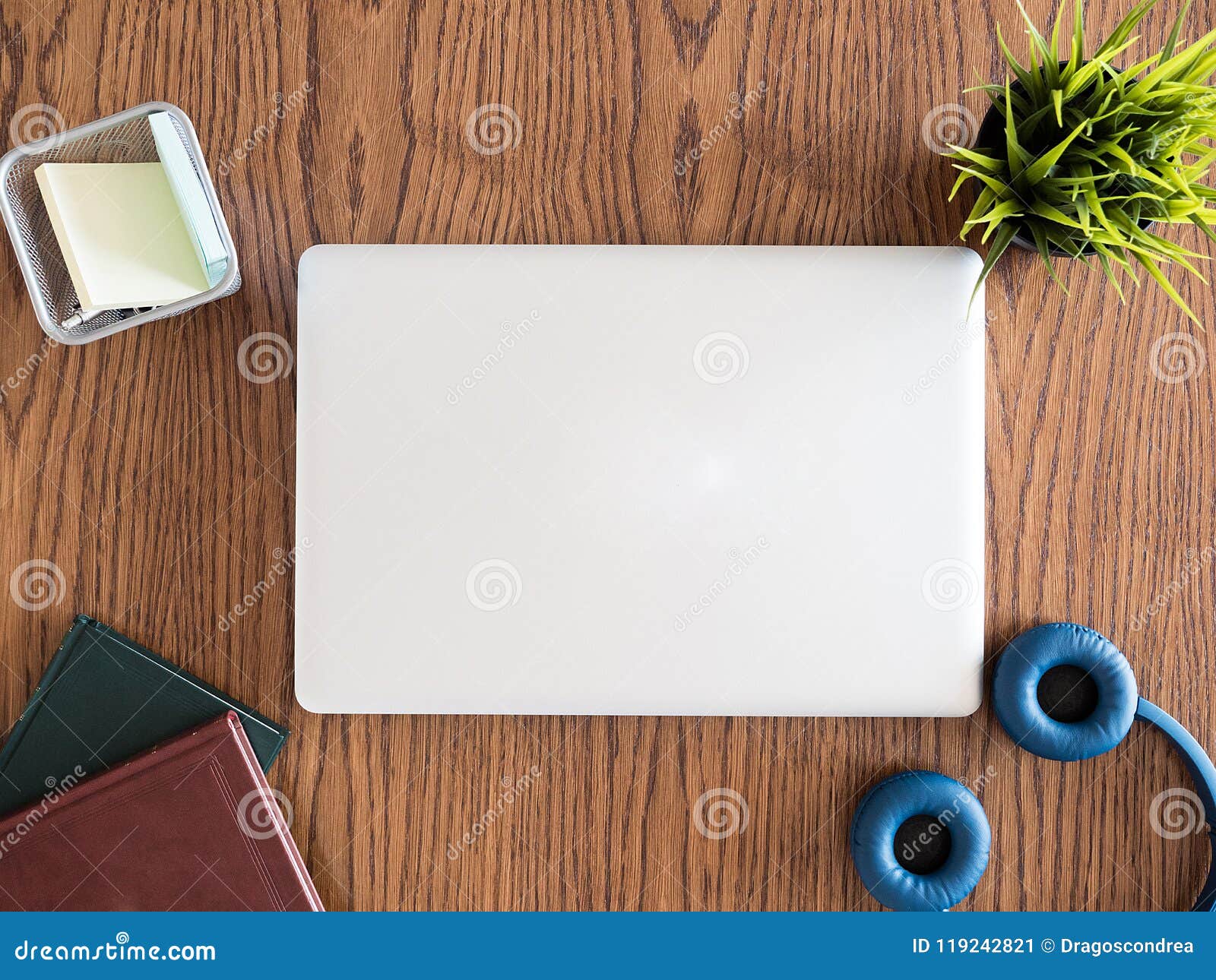 Closed Computer on a Businessman Desk Stock Image - Image of notepad ...