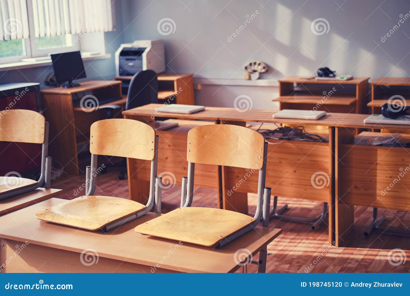Closed Computer Class in an Old Abandoned School Stock Photo - Image of ...