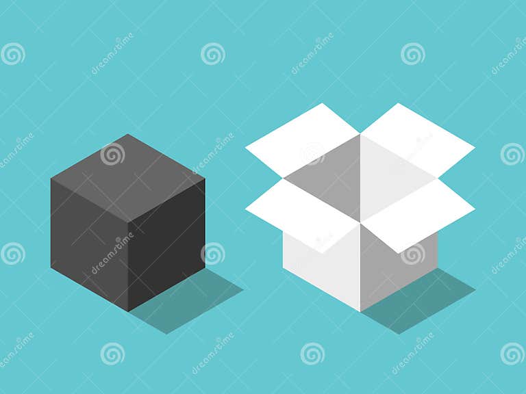 Closed cube, open box stock vector. Illustration of outside - 169860990