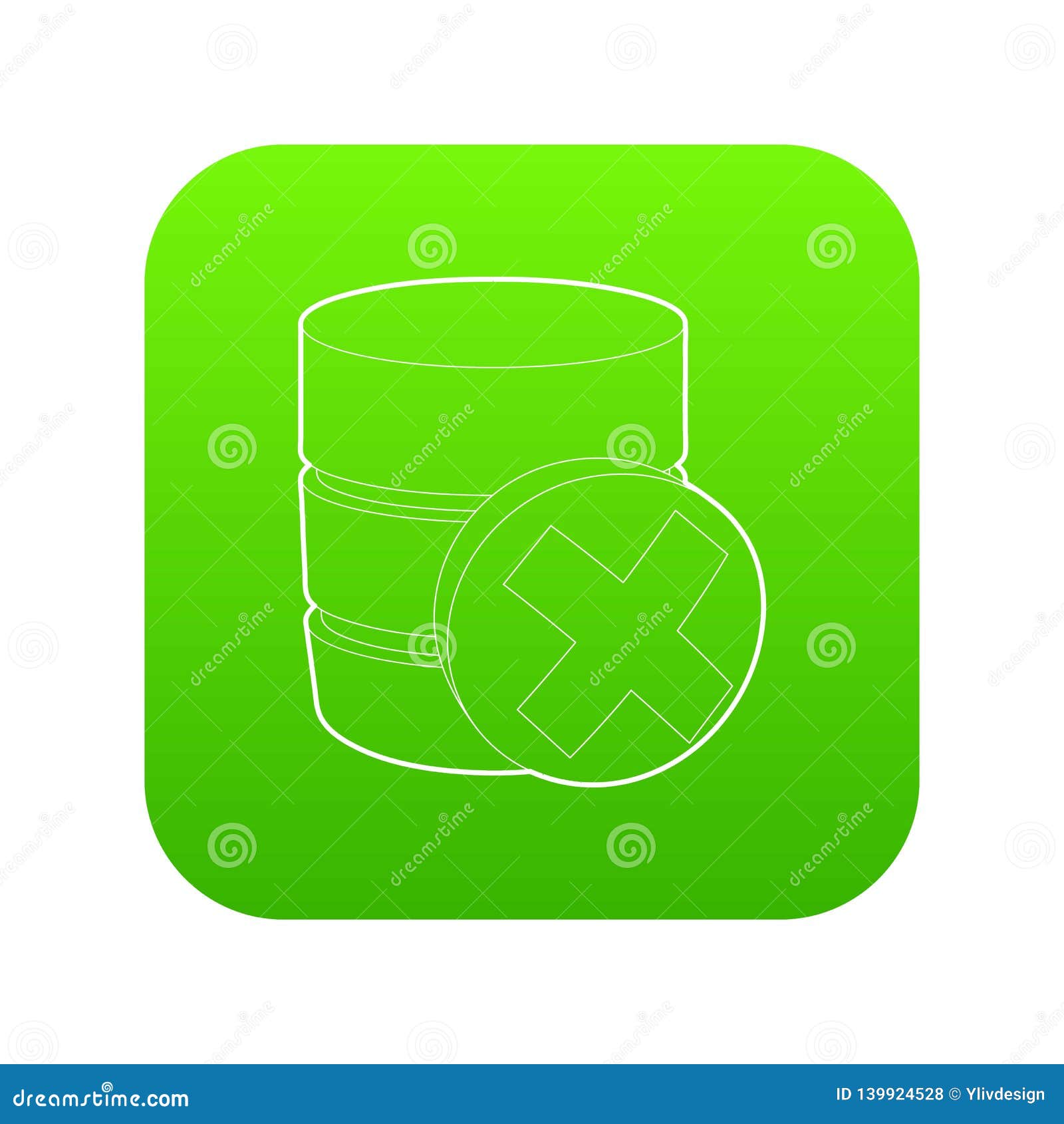 Closed Database Icon Green Vector Stock Vector - Illustration of data ...
