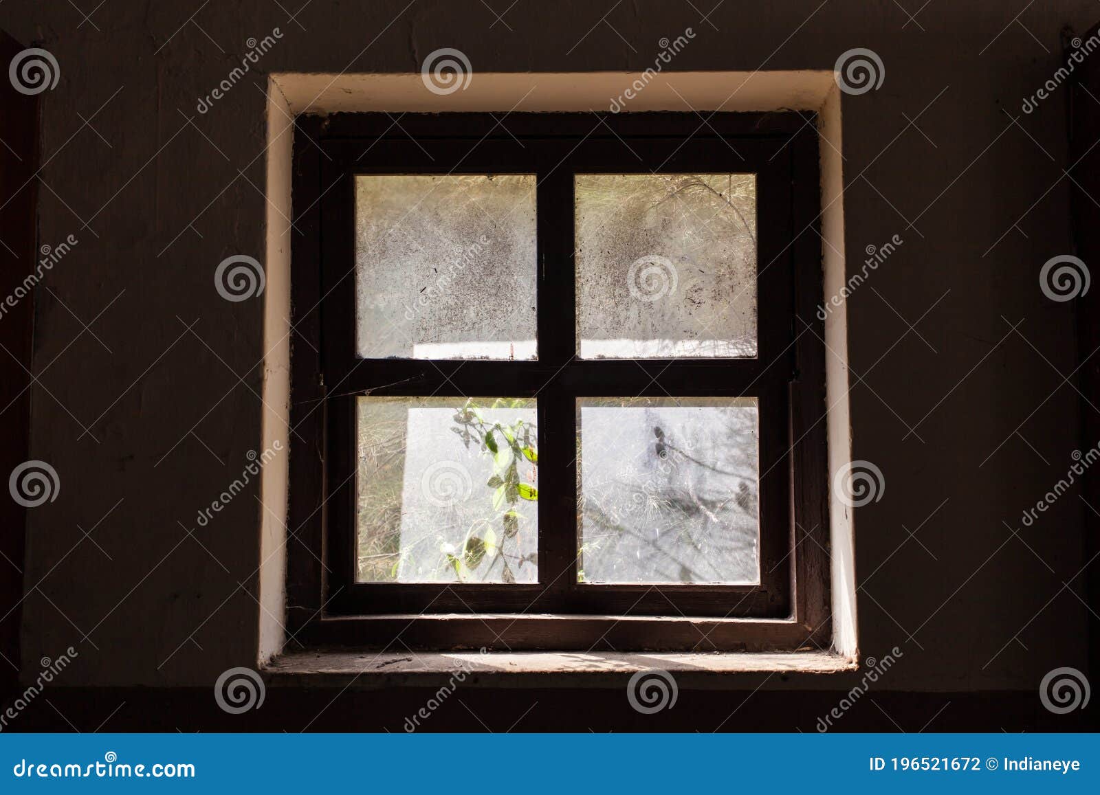 Closed dirty glass window stock photo. Image of blurred - 196521672