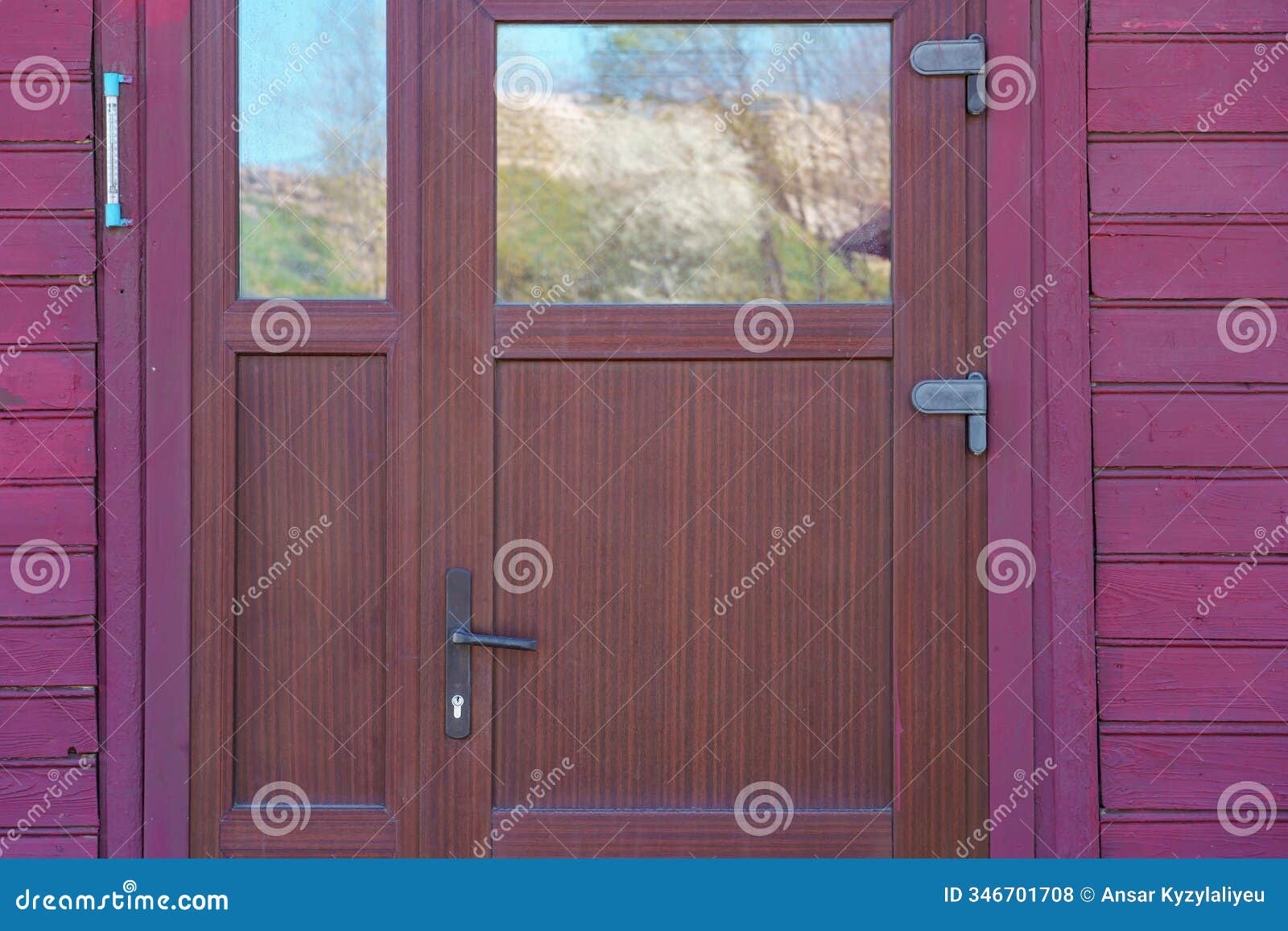 A Closed Door in the Building. New Modern Plastic Door with Double ...