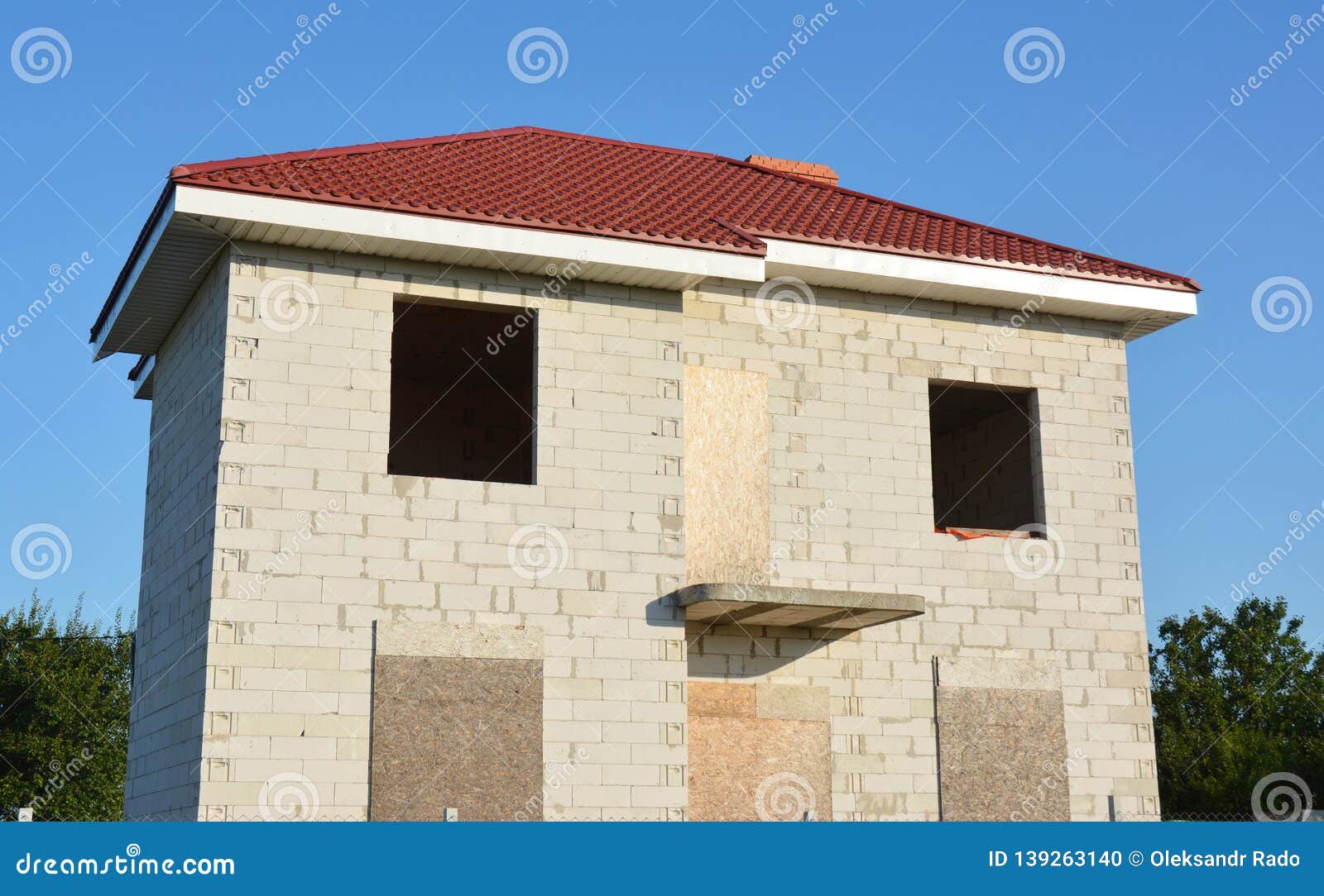 Closed Door and Windows in New Building Construction House for Safe and ...
