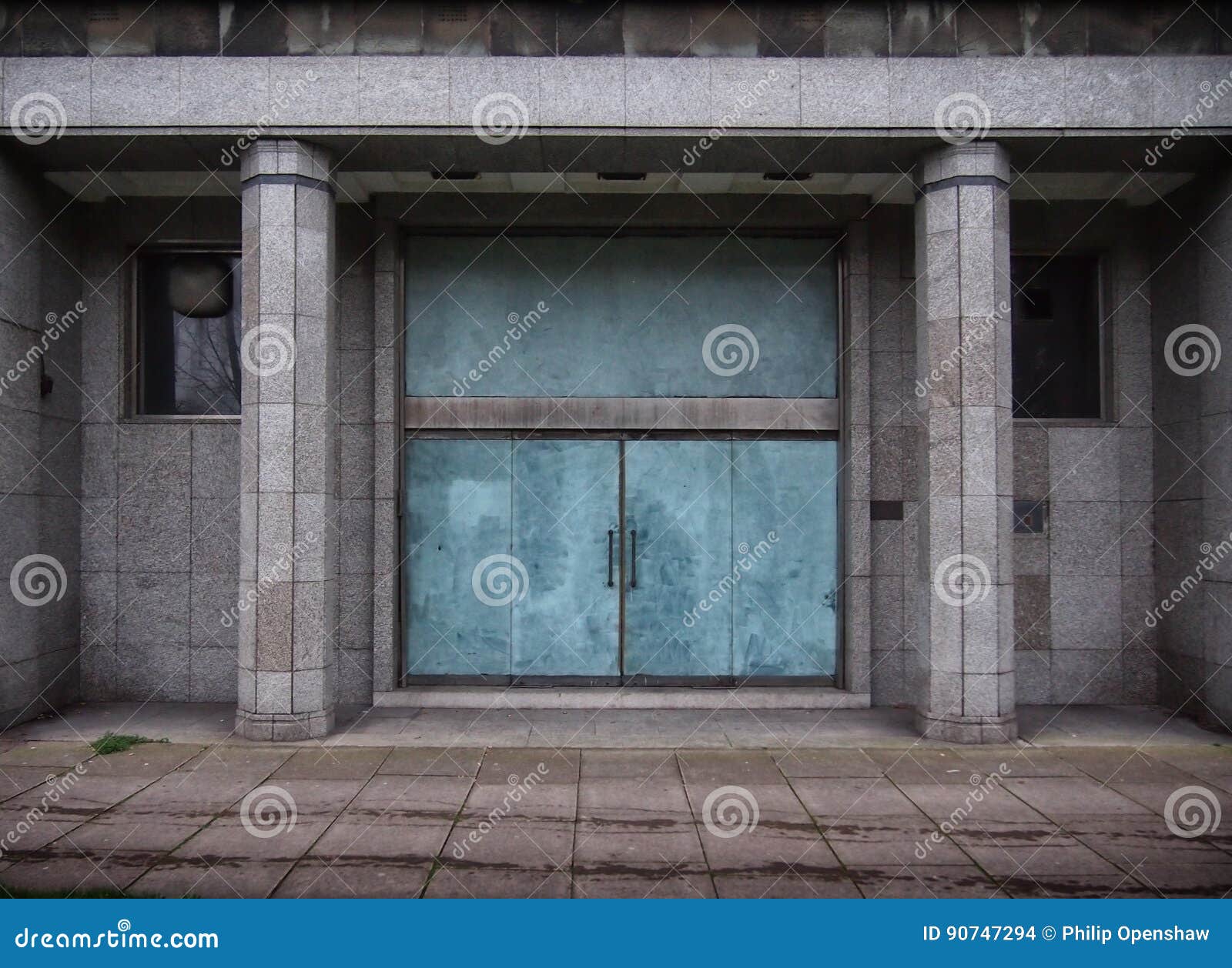 Closed Doors in a Old Derelict Office Building Stock Photo - Image of ...