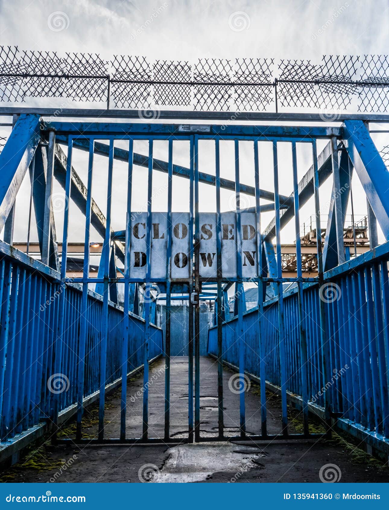 Closed Down Factory Sign stock photo. Image of obsolete - 135941360