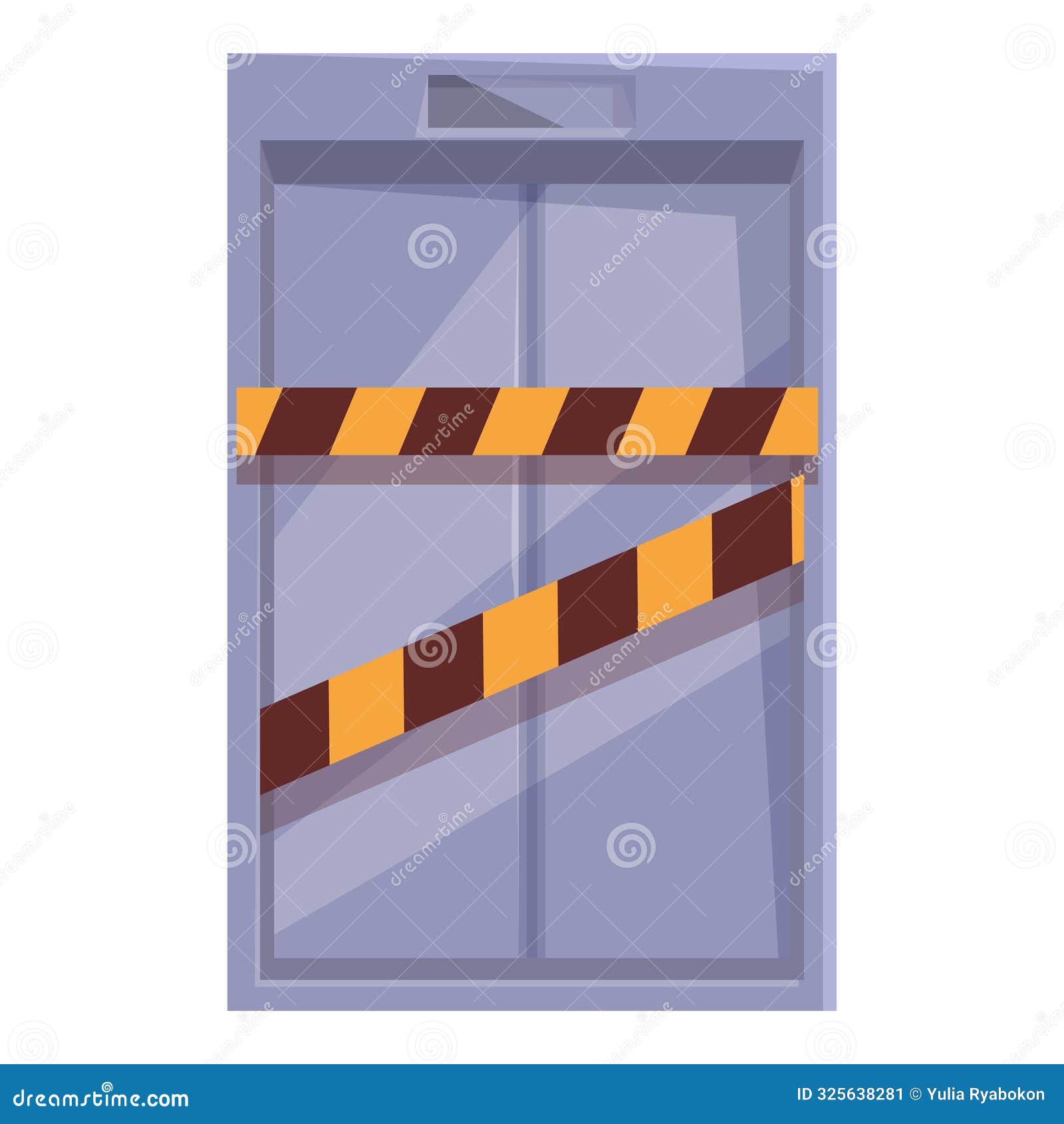 Closed Elevator Doors with Warning Tape Signaling Danger Stock ...