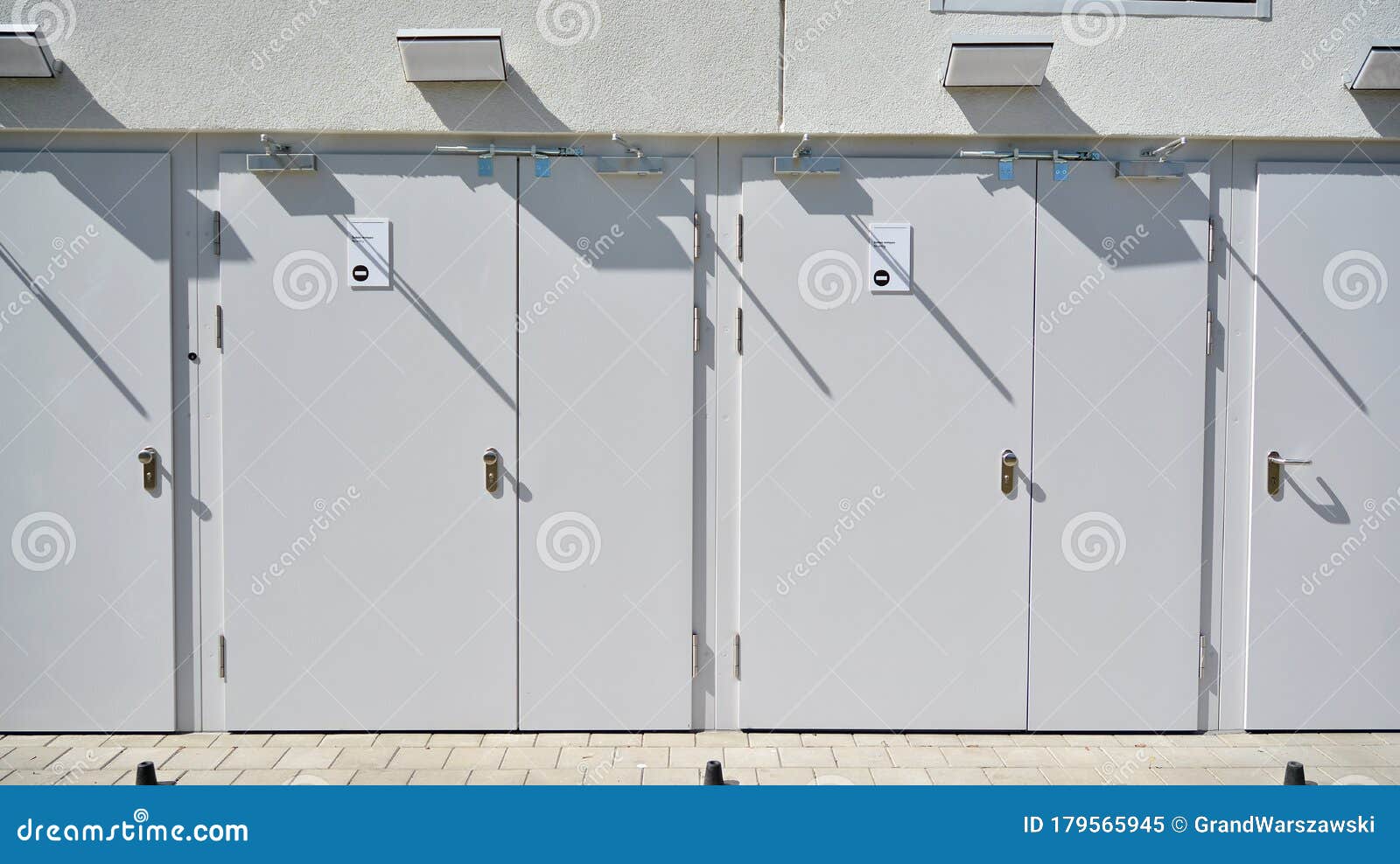 Closed Emergency Exit Doors Stock Image - Image of building, emergency ...