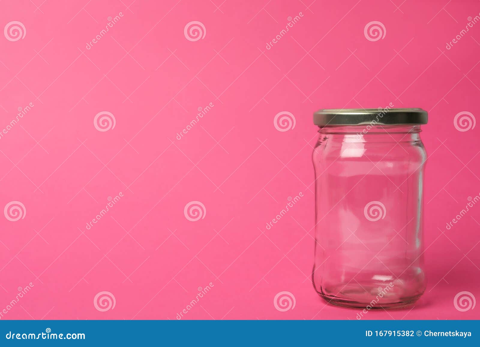 Closed Empty Glass Jar on Pink Background Stock Photo - Image of ...