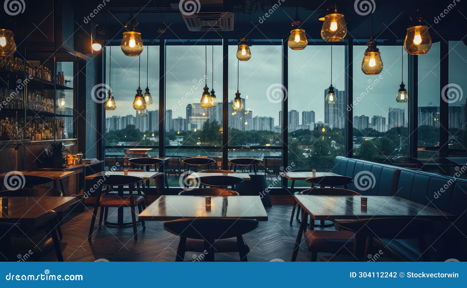 Closed Empty Restaurant Background Stock Illustration - Illustration of ...