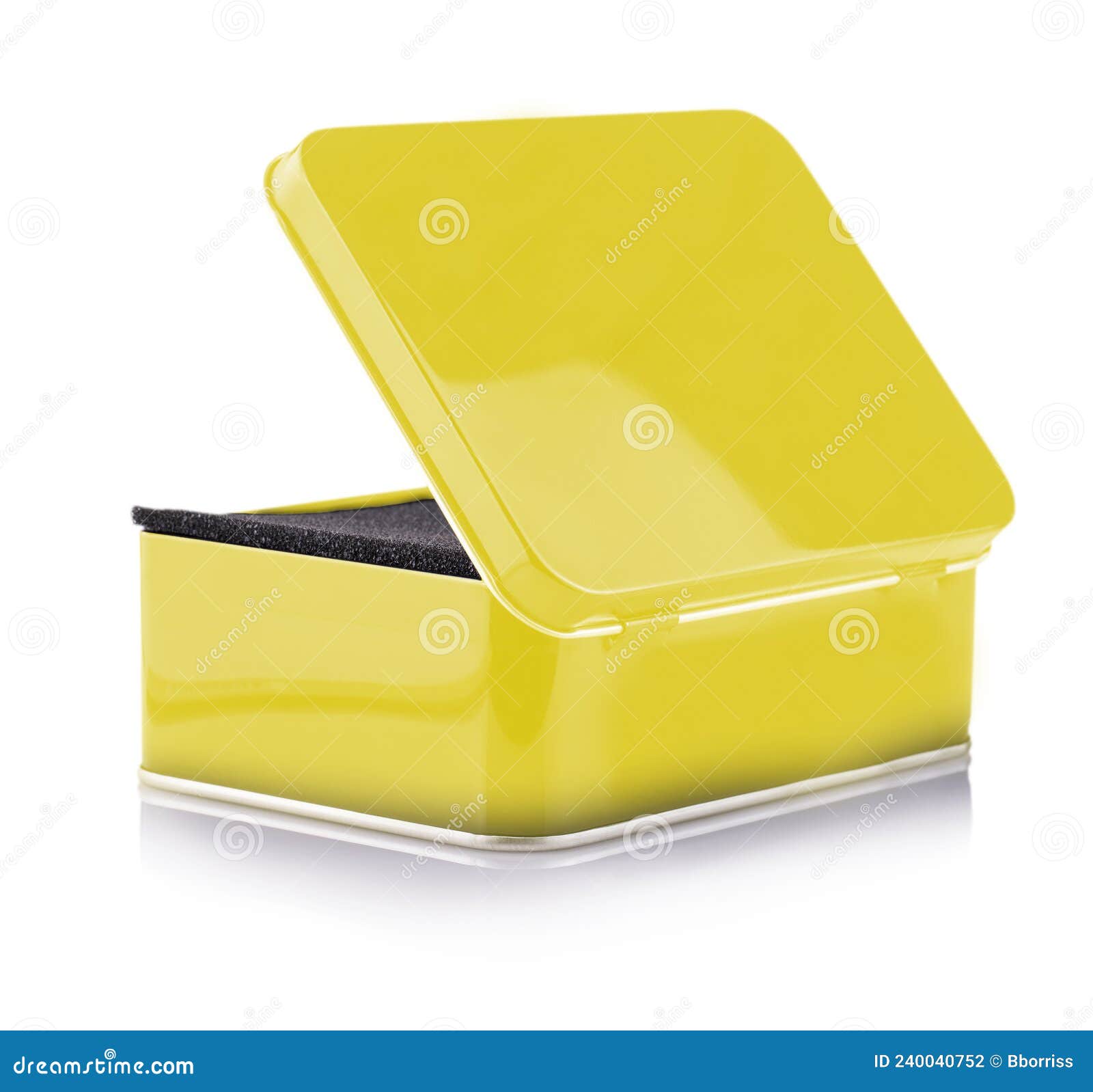 Closed Empty Yellow Metal Box Close-up Isolated on White Background ...