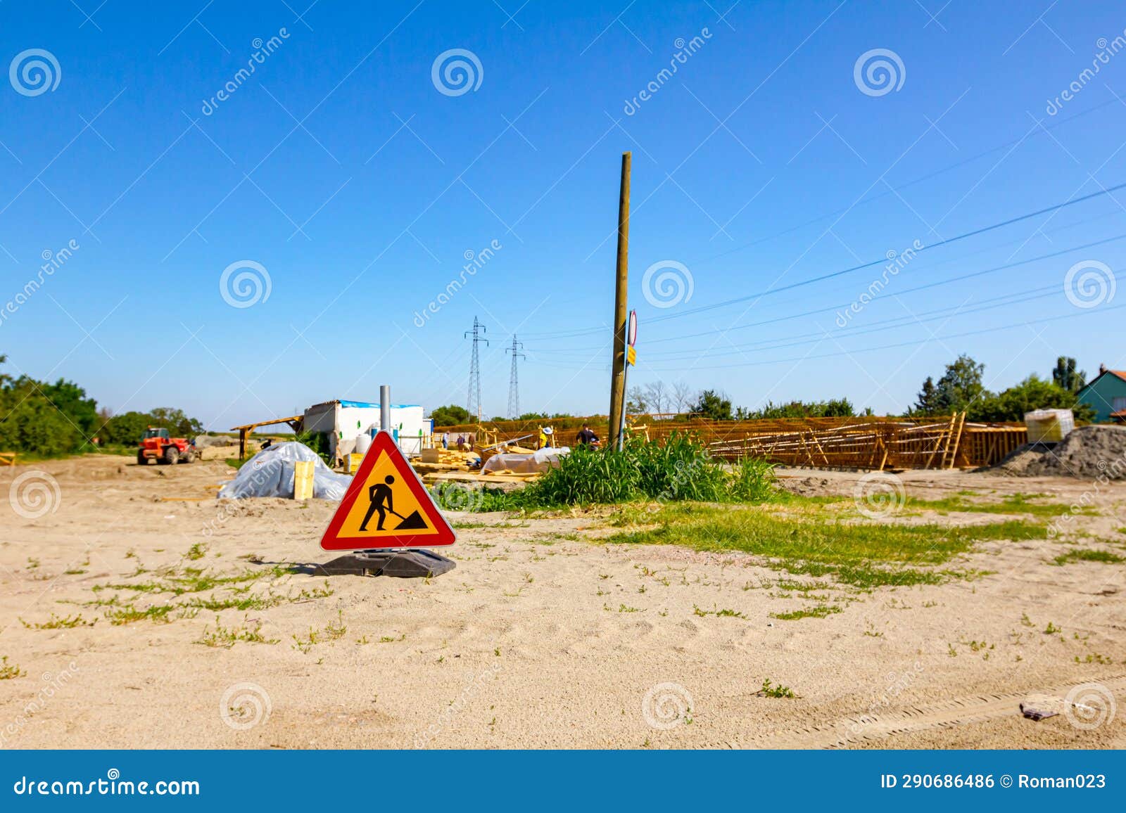 Closed Enter at Building Site Zone, Triangle Warning Sign, Construction ...