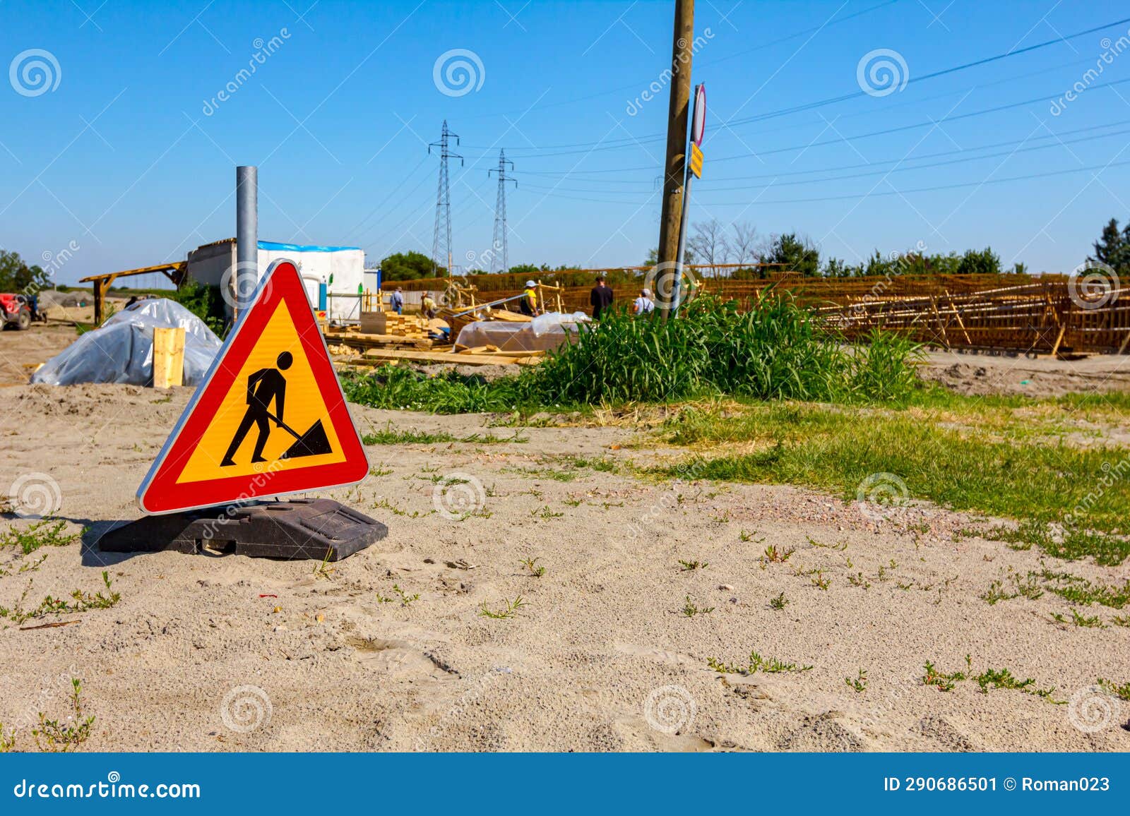 Closed Enter at Building Site Zone, Triangle Warning Sign, Construction ...