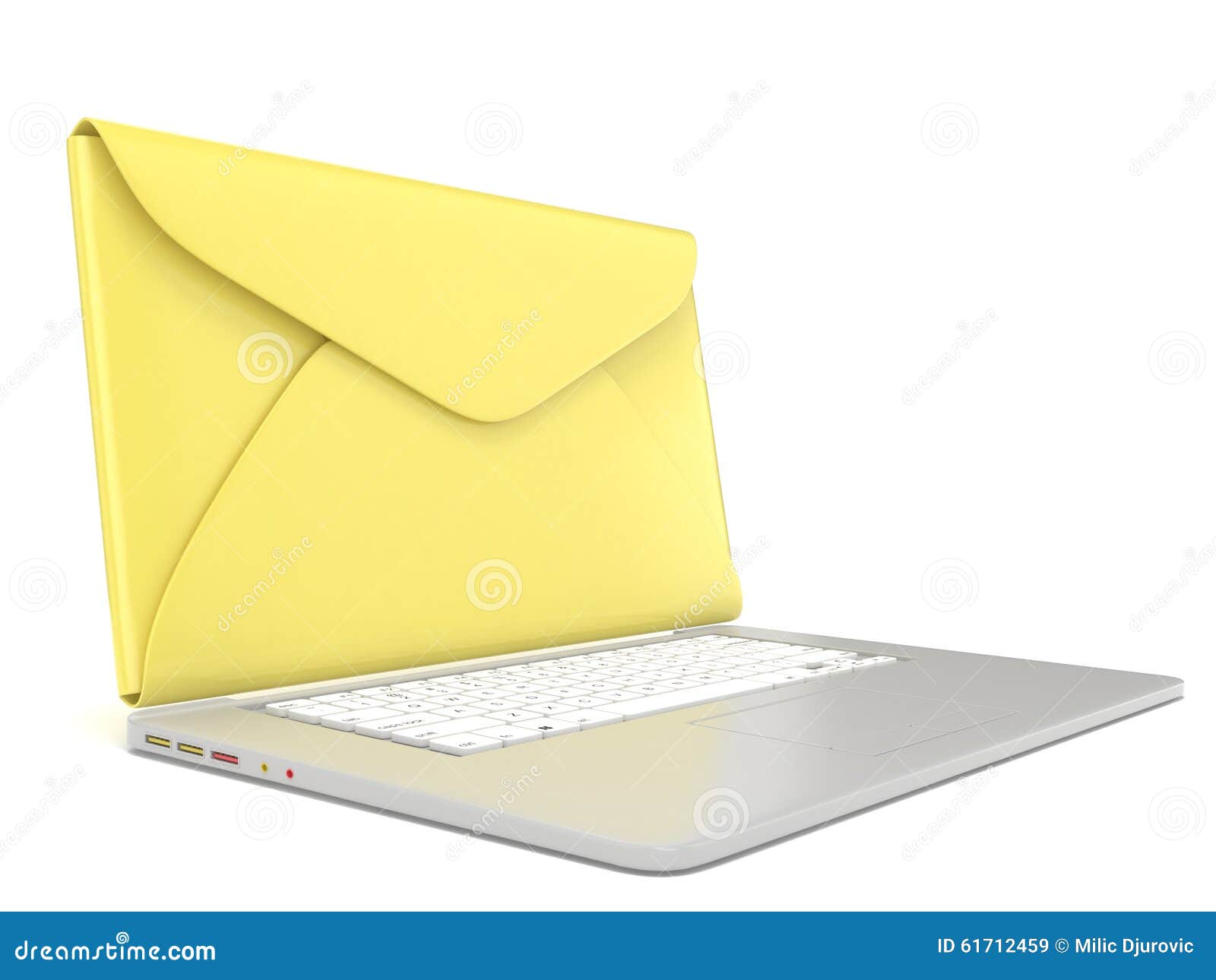 Closed Envelope on Laptop. Side View Stock Illustration - Illustration ...