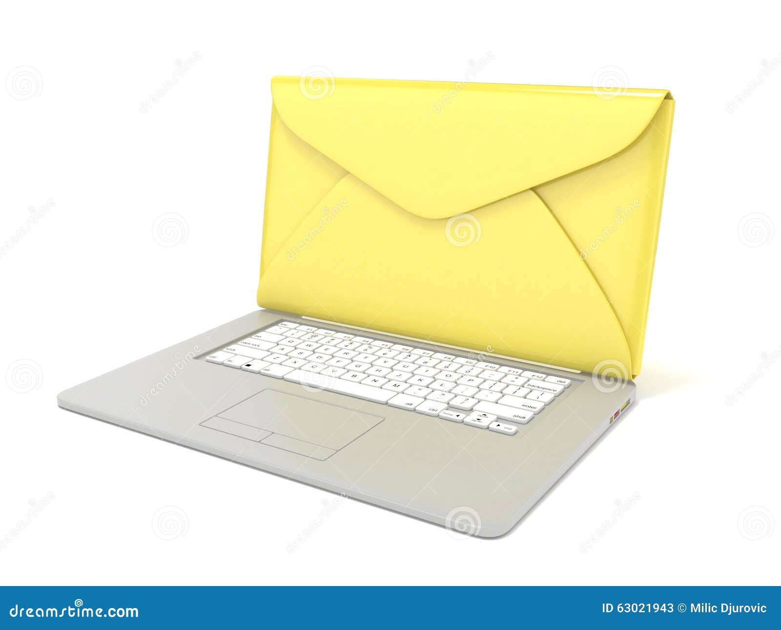 Closed Envelope on Laptop. Side View Stock Illustration - Illustration ...