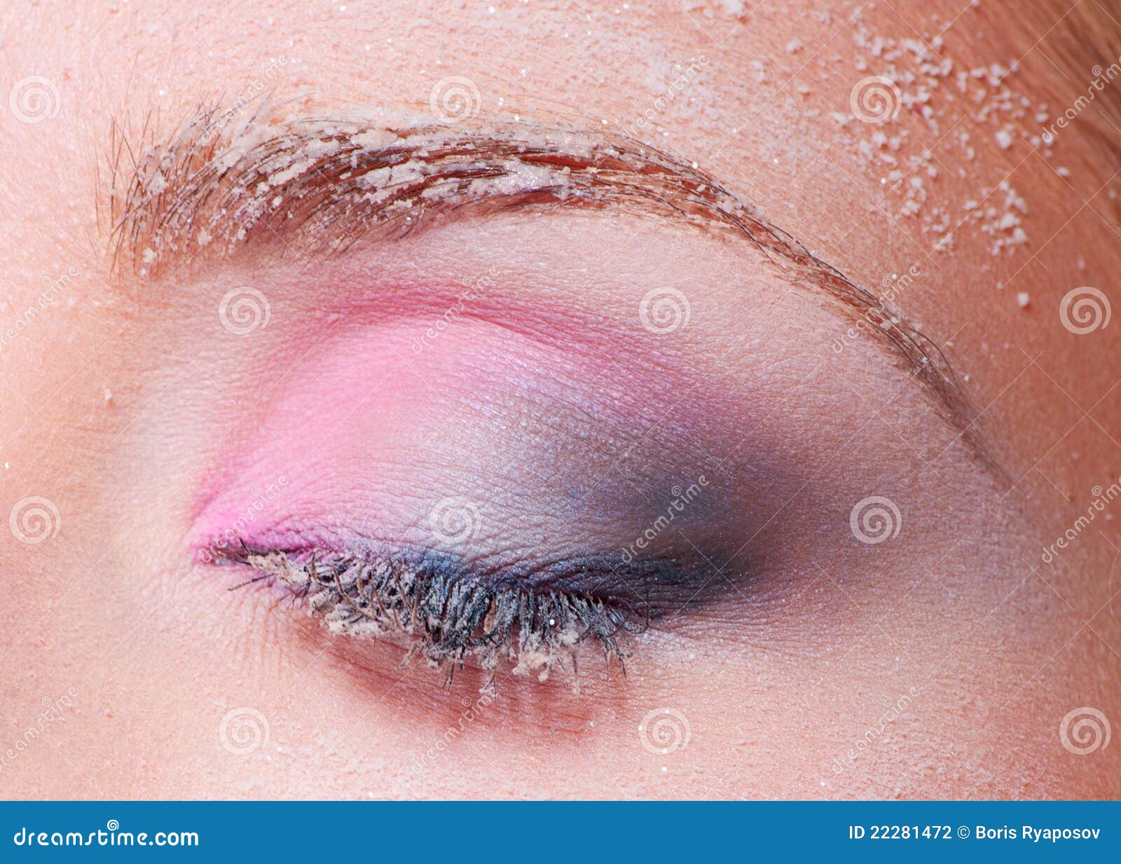 Closed Eye with Snowy Makeup Stock Photo - Image of adult, staring ...