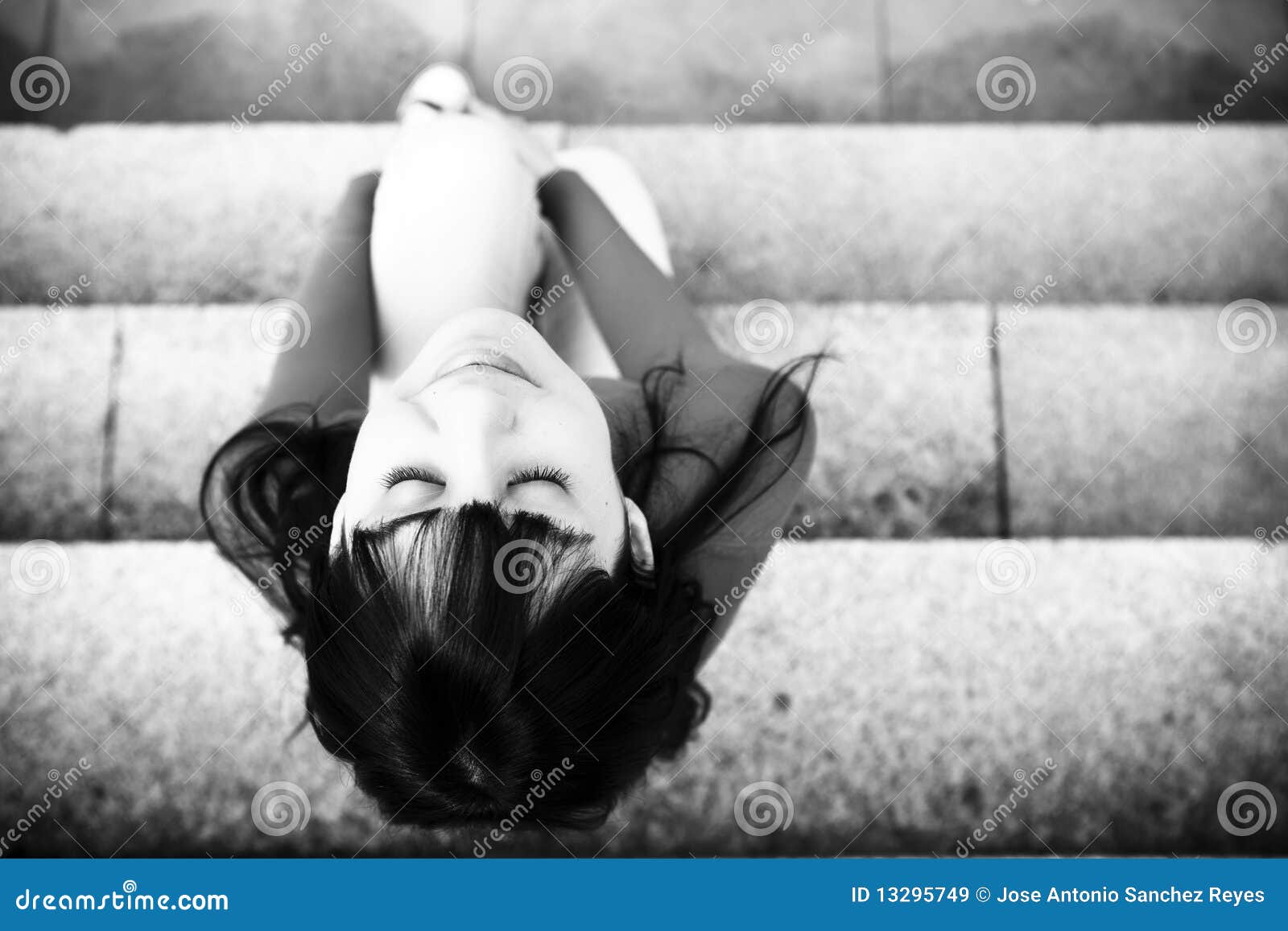 Closed Eyes Girl from Above Stock Image - Image of hair, long: 13295749