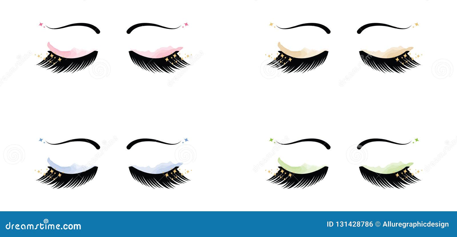 Sparkle Eyelashes with Eyebrows and Eyeshadow Stock Illustration ...