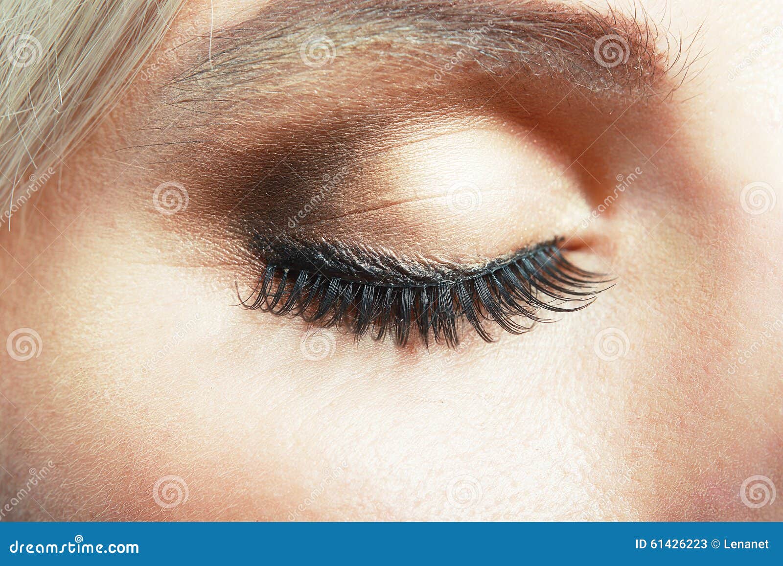 Closed female eye stock image. Image of color, eyeshadow - 61426223