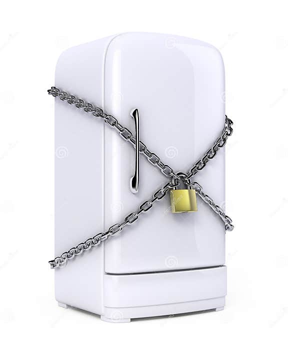 Closed Fridge with Chain and Lock Stock Illustration - Illustration of ...